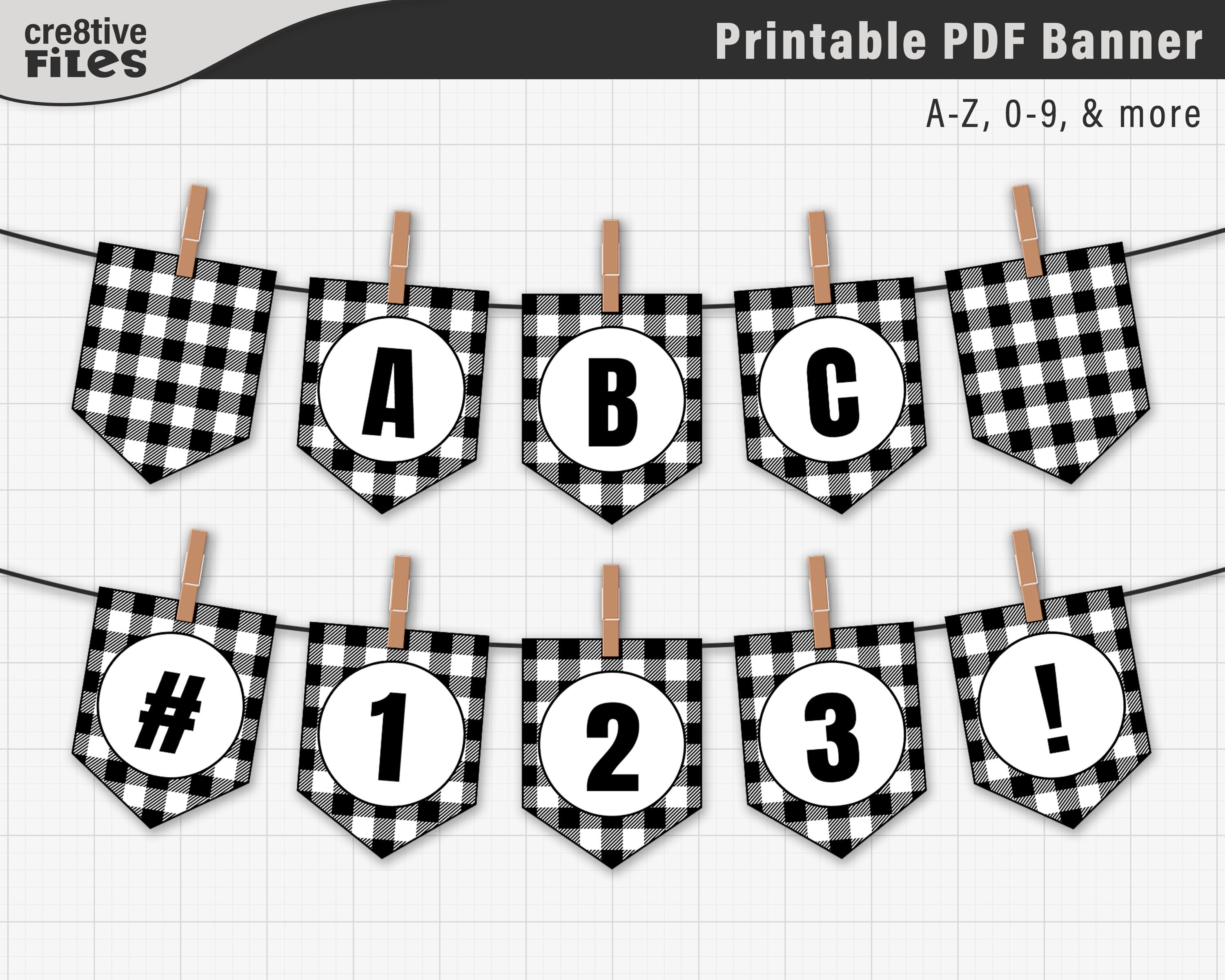 Printable Plaid Banner PDF Alphabet Banner Printable PDF - Etsy