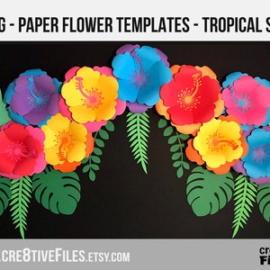 Svg Paper Flower Hibiscus Template, TROPICAL SET Hawaiian Flower,3 ...
