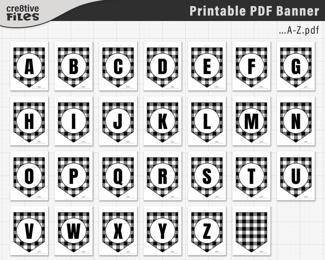 Printable Plaid Banner PDF Alphabet Banner Printable PDF - Etsy