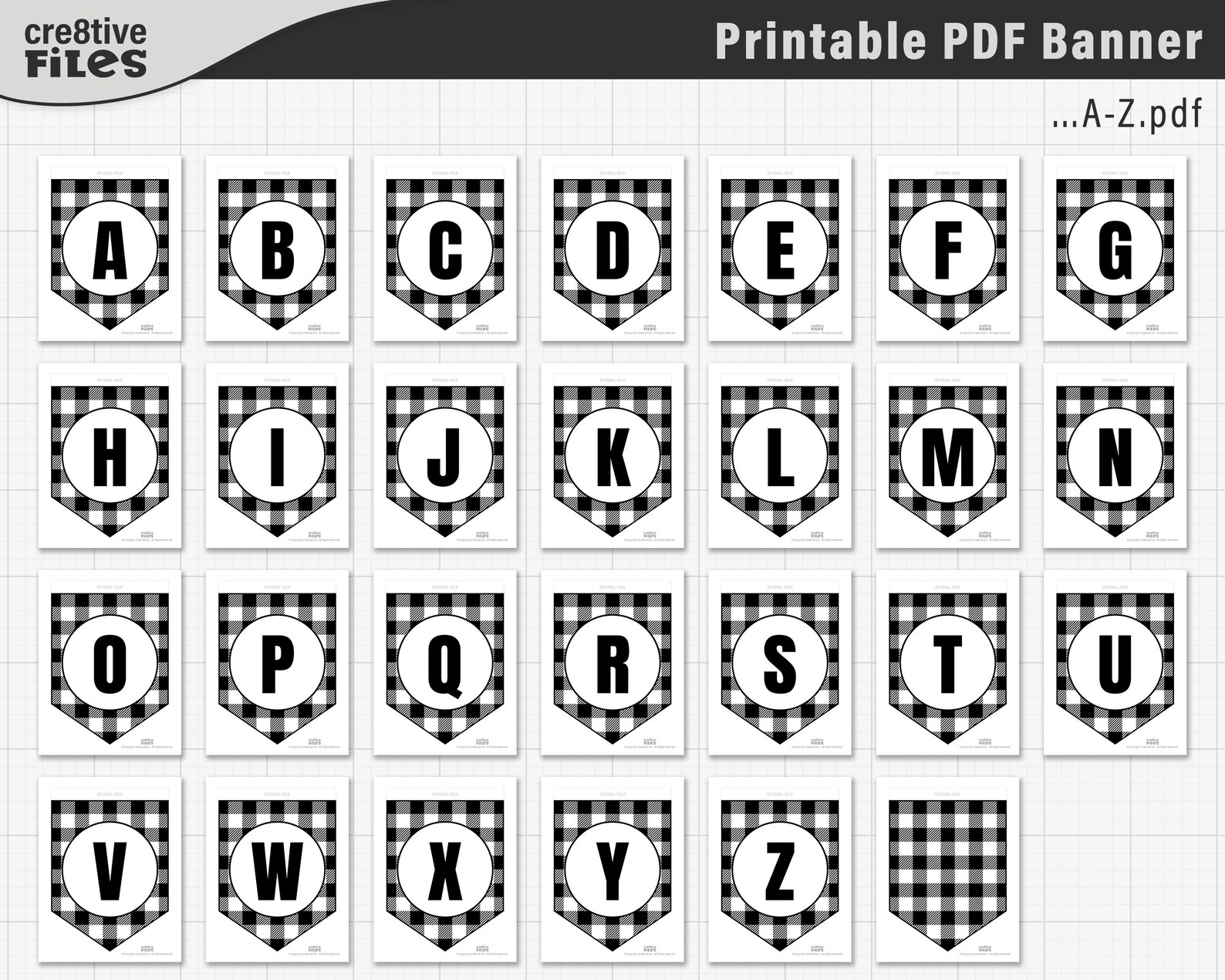 Printable Plaid Banner PDF Alphabet Banner Printable PDF - Etsy