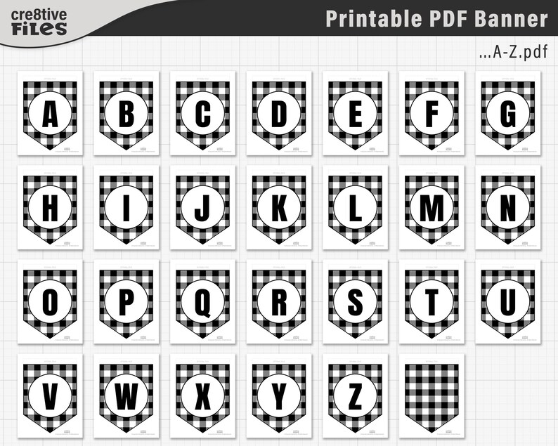 Printable Plaid Banner PDF Alphabet Banner Printable PDF - Etsy