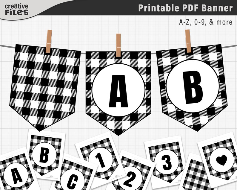 Printable Plaid Banner PDF Alphabet Banner Printable PDF - Etsy