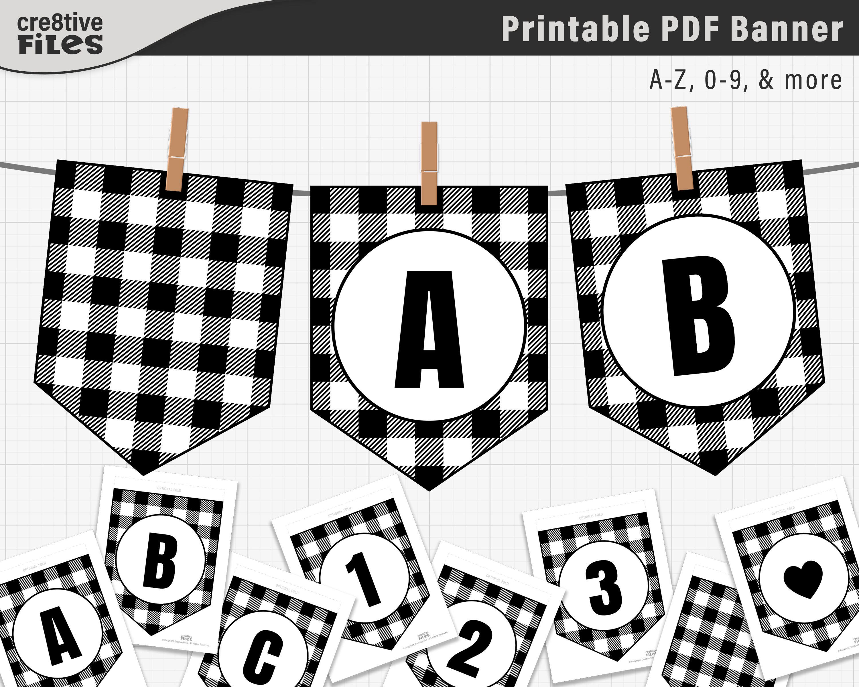 Printable Plaid Banner PDF Alphabet Banner Printable PDF - Etsy