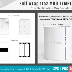 11 Oz Mug Sublimation Template / SVG, PNG, PDF / Printable Files and ...