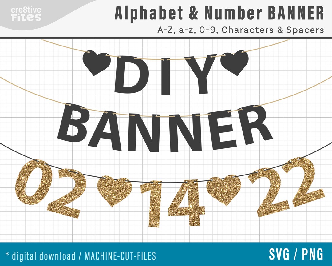 Letter & Number BANNER SVG Cut Files, DIY Alphabet Banner Svg Cut Files ...