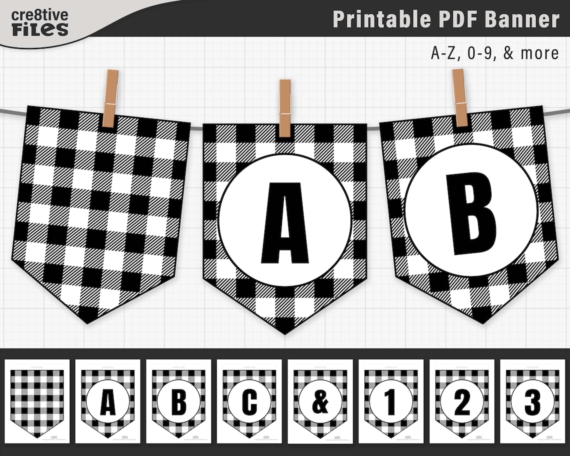 Printable Plaid Banner PDF Alphabet Banner Printable PDF - Etsy