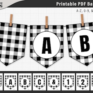 Printable Plaid Banner PDF, Alphabet Banner Printable PDF File ...