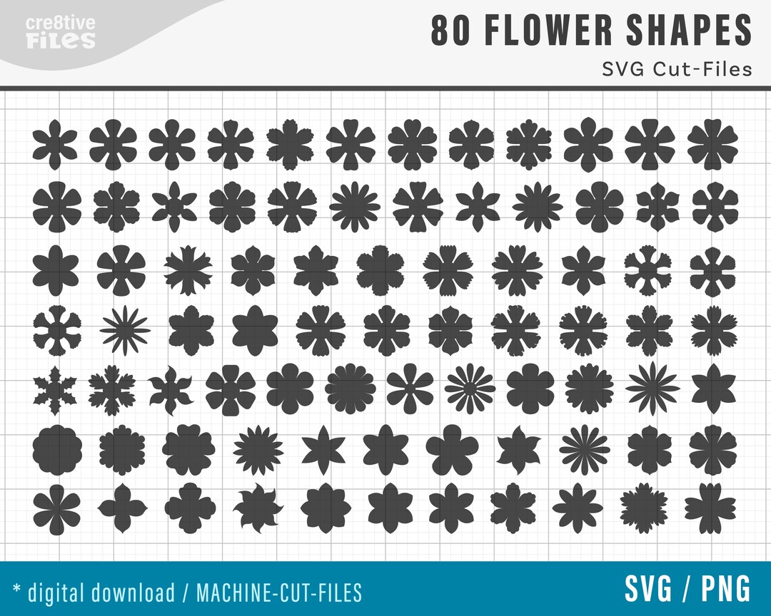 SVG Flower Shapes / 80 Vector Flowers / SVG Flower Templates / Flower ...