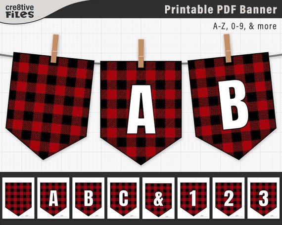 Printable Christmas Plaid Banner PDF Alphabet Banner - Etsy