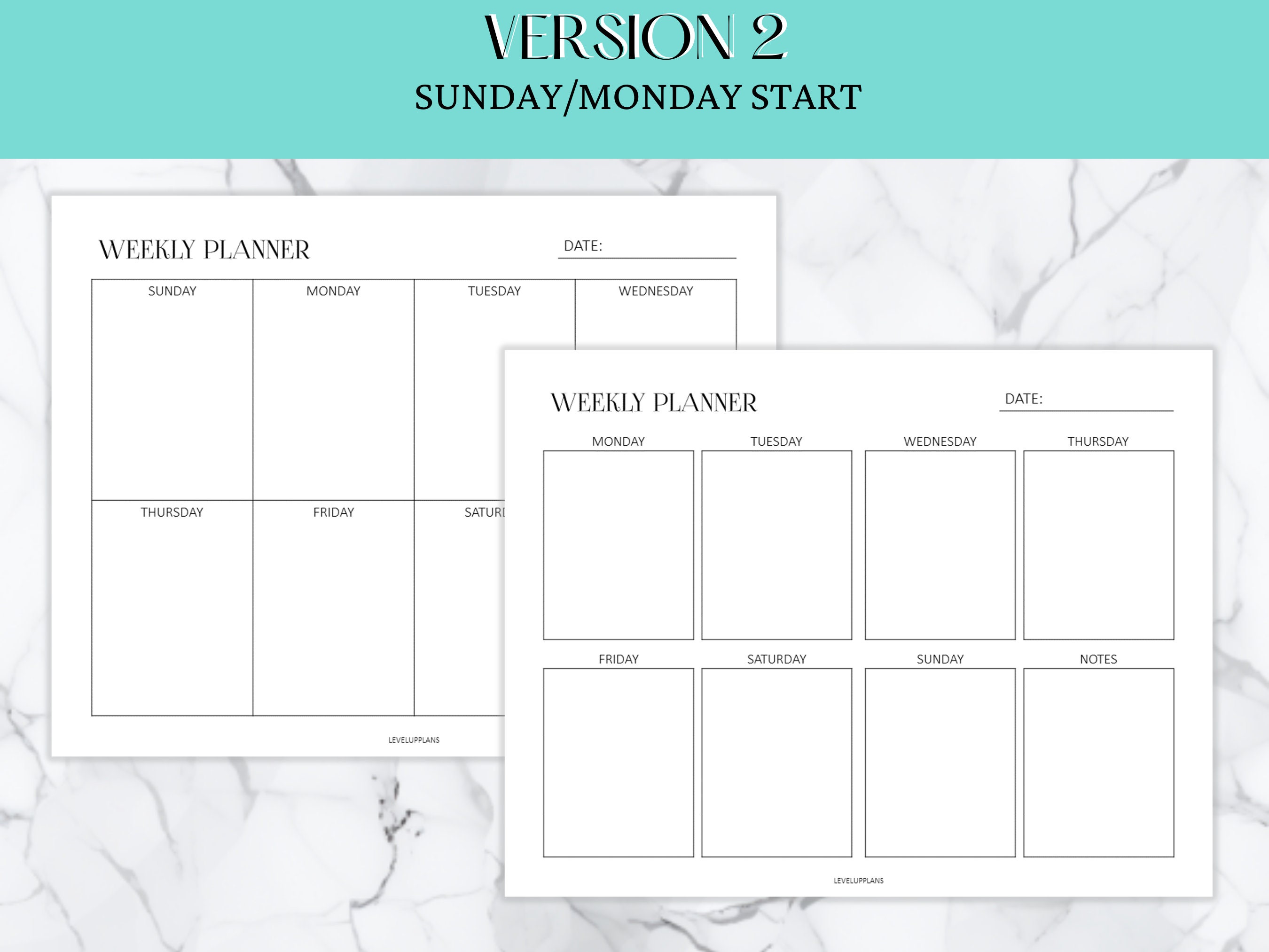 Weekly Planner Printable Landscape Minimalist Weekly - Etsy