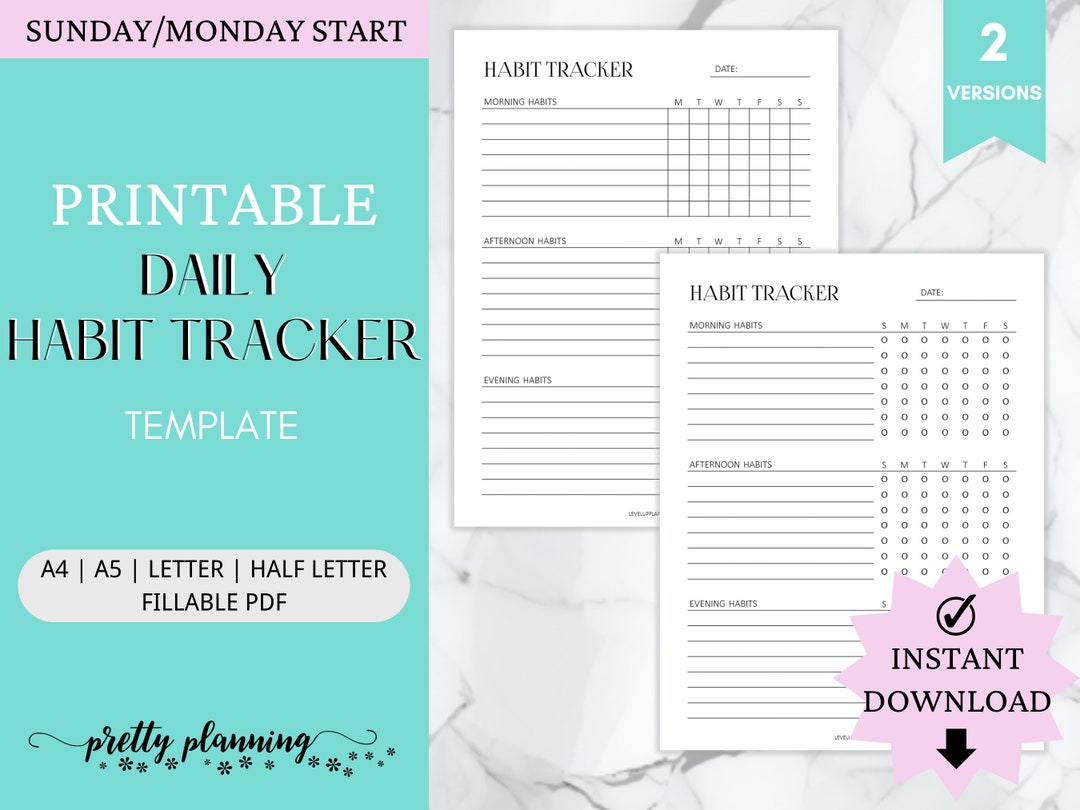 Daily Habit Tracker | Daily Routing Planner | Habit Checklist | Routine ...