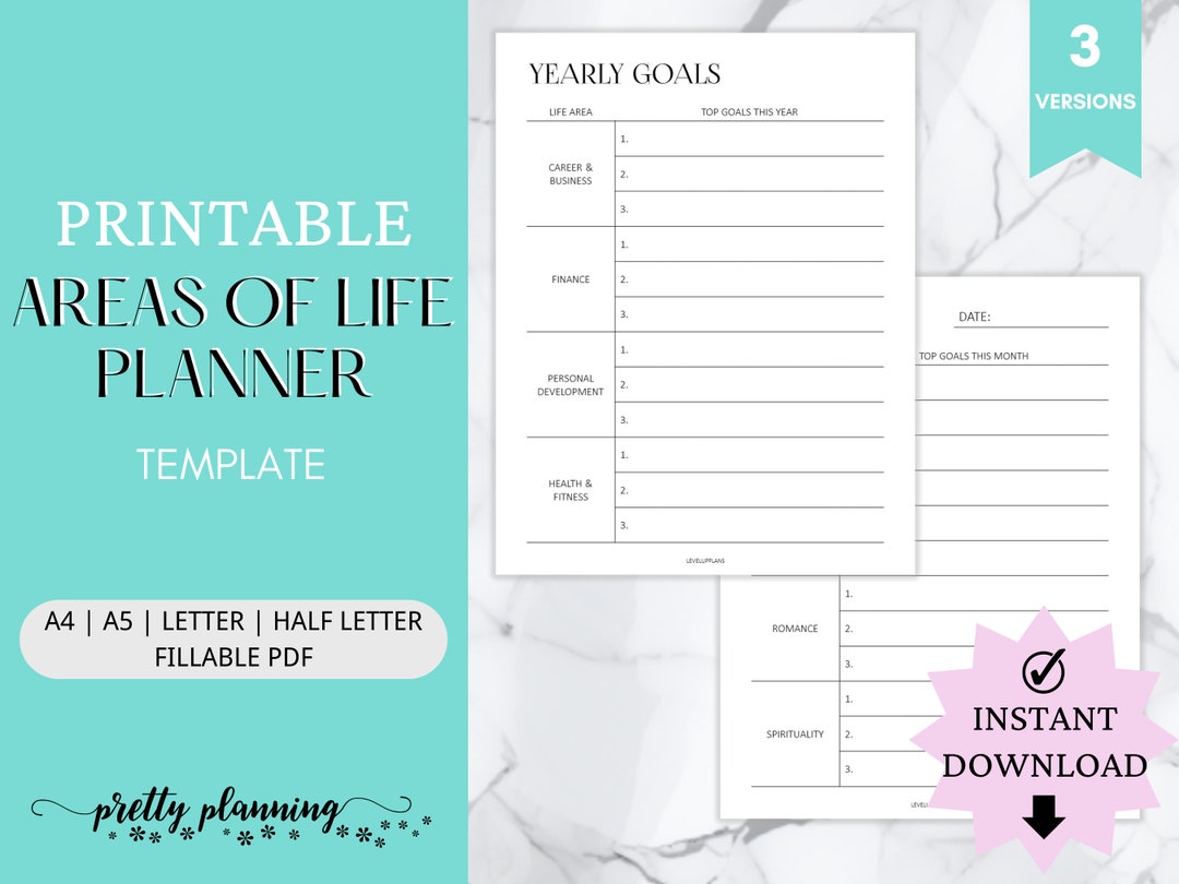 Areas of Life Planner Printable | Goal Planner | Life Goals | Goal ...