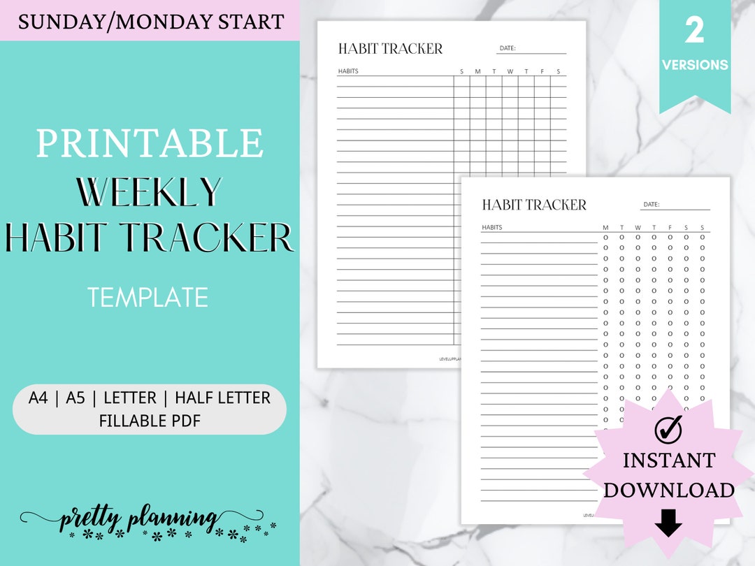 Weekly Habit Tracker Printable | Routine Tracker | Weekly Habit ...