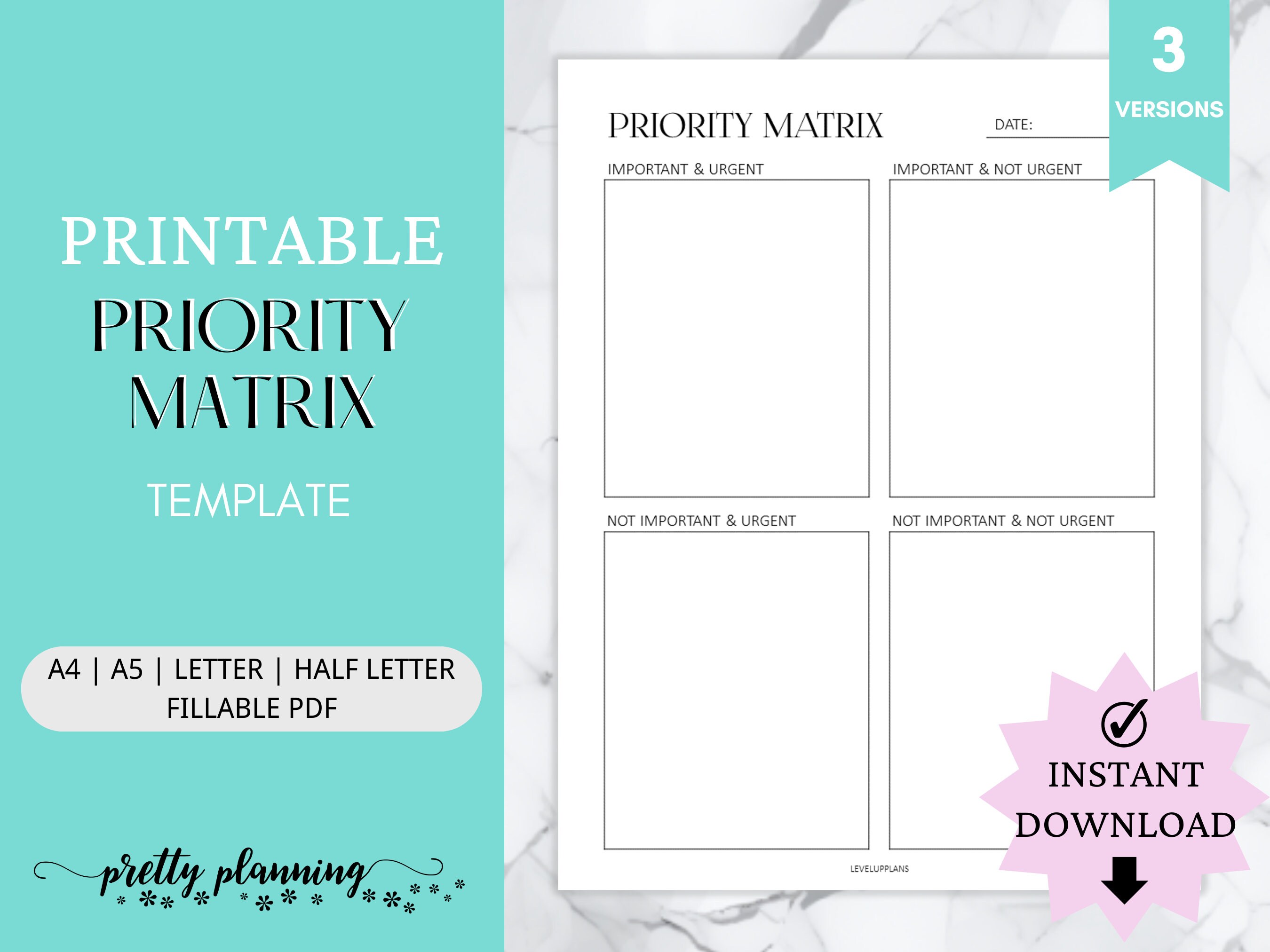 Priority Matrix Printable | Priorities Planner | Decision Matrix ...