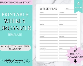 Weekly Organizer, Weekly Schedule, Weekly Planner Printable to Do List ...