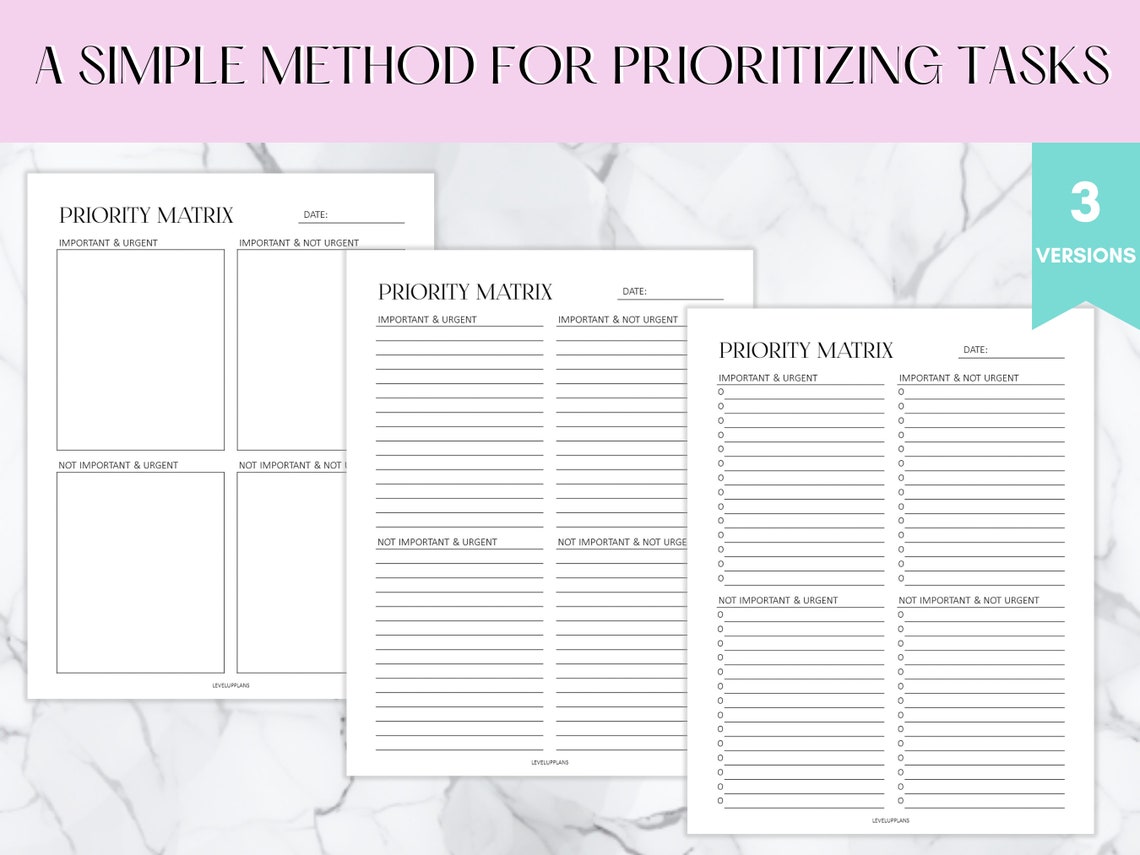 Priority Matrix Printable | Priorities Planner | Decision Matrix ...