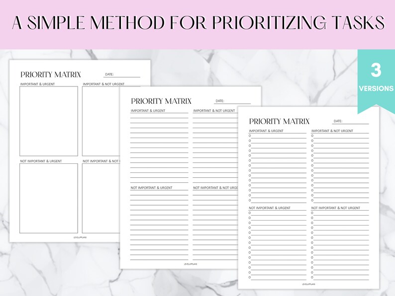 Priority Matrix Printable | Priorities Planner | Decision Matrix ...
