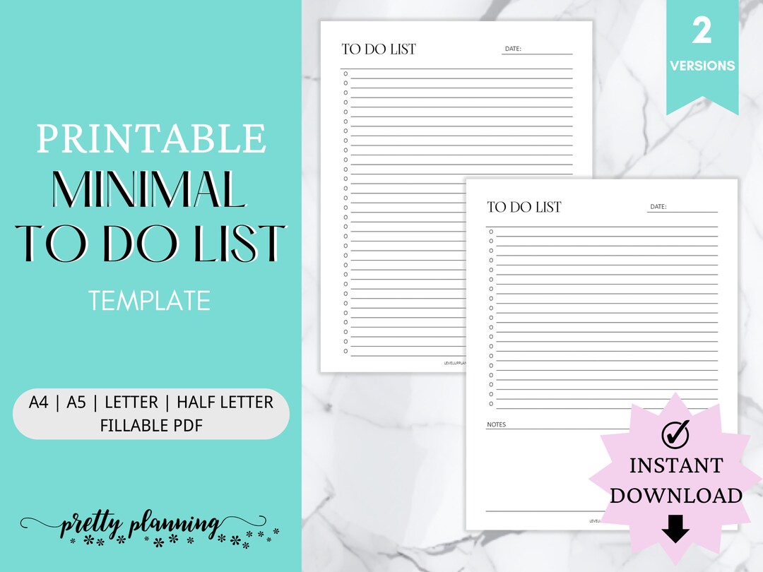 Minimal to Do List Printable, Simple Tasks List Template, Productivity ...