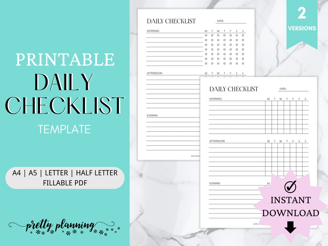 Daily Checklist Printable | Priorities Planner | Daily to Do List ...