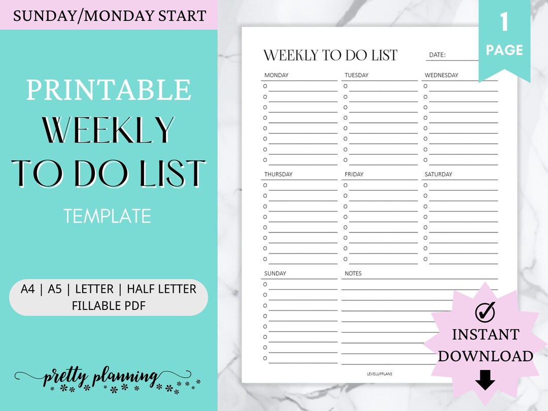 Weekly to Do List Printable | Productivity Planner | Weekly Planner ...