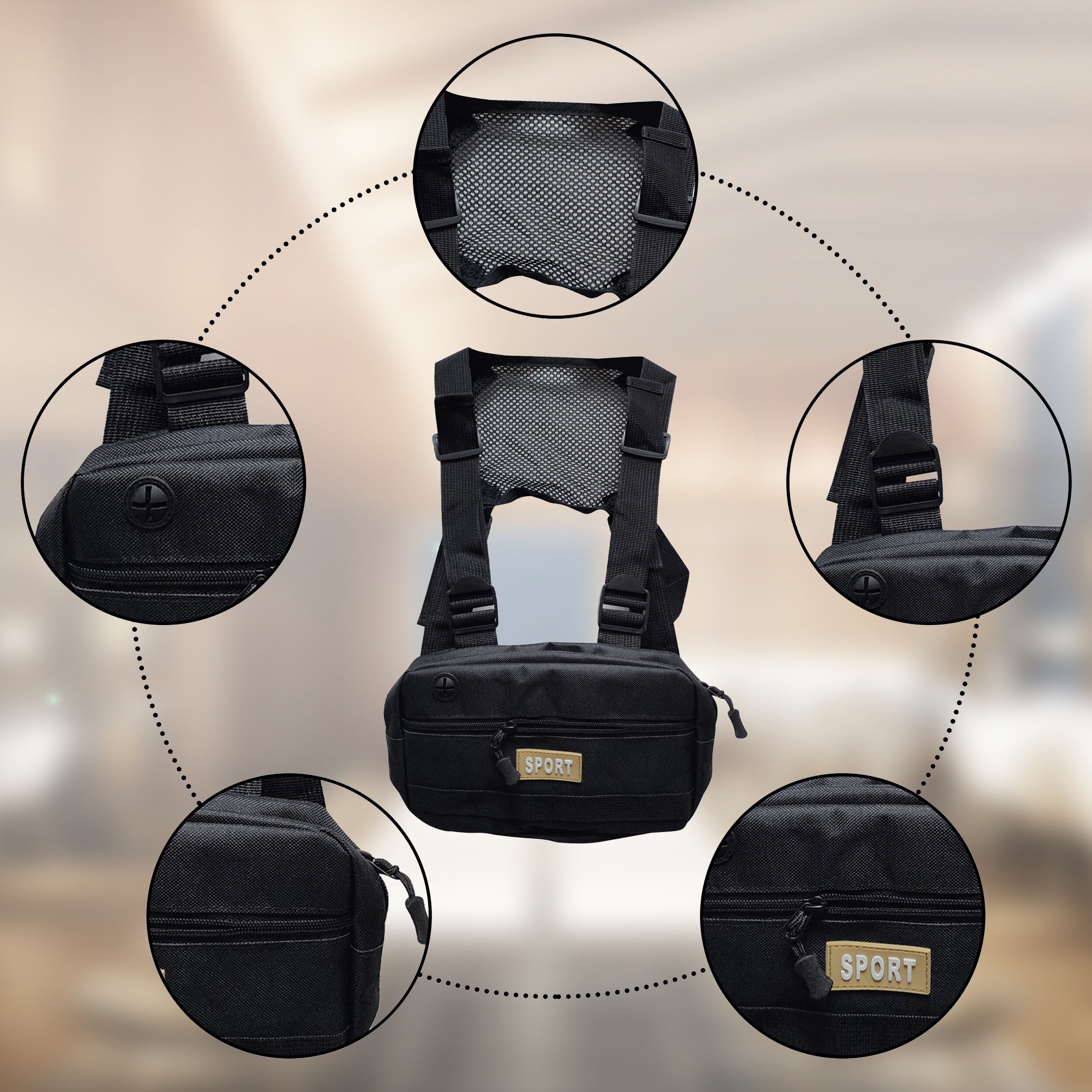 Unisex Tactical Chest Rig Bag Combat Front Pouch Plain Sling Multi ...