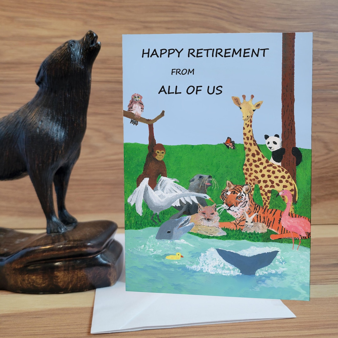 Happy Retirement From All of Us Card | Animal Painting | Digital ...