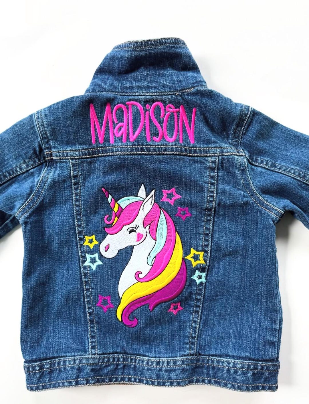 Embroidered Unicorn Girls Jean Jacket: Personalized Toddler Denim - Etsy