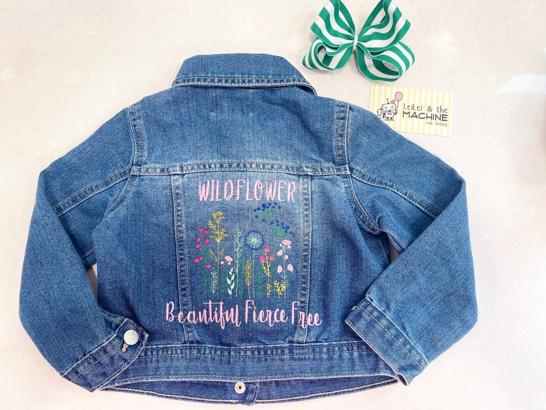 Wild Flower Jean Jacket, Girls Jean Jacket, Embroidered Cute Jean ...