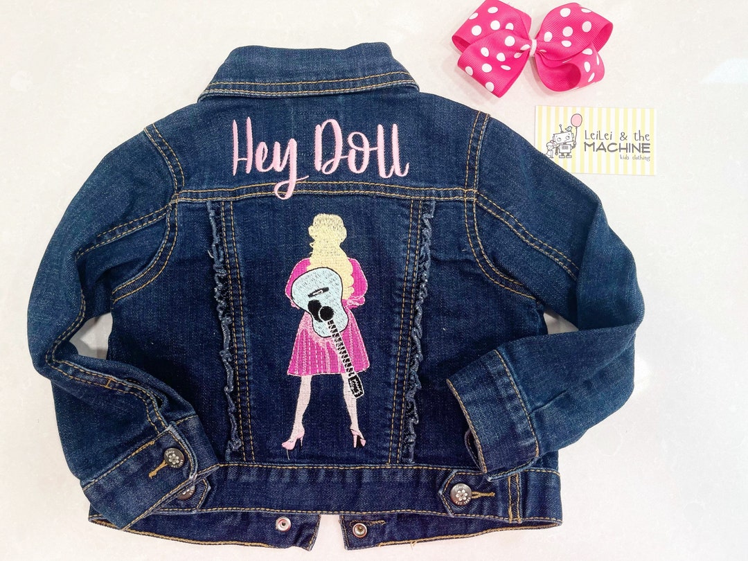 Hey Doll Dolly Parton Jean Jacket, Girls Jean Jacket, Embroidered Cute ...