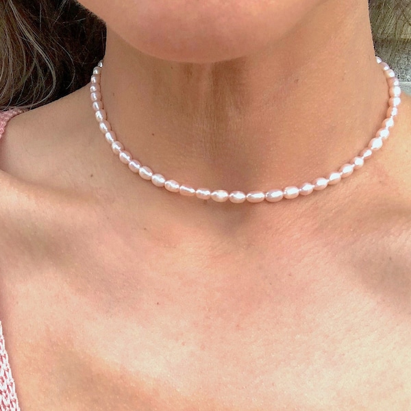 Pink Pearl Necklace - Etsy