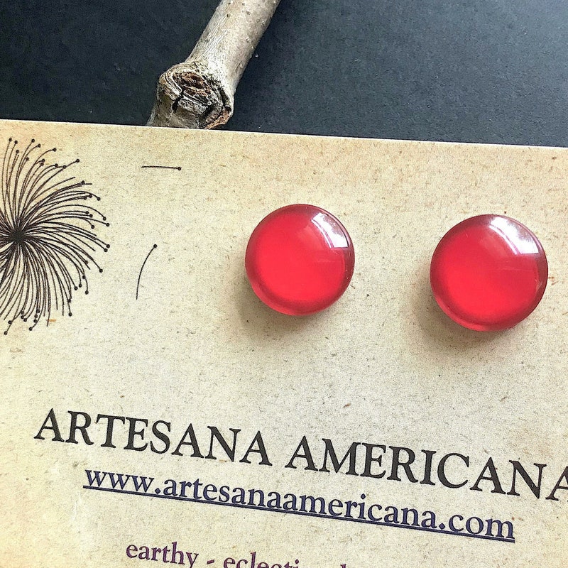 Red Stud Earrings - Etsy