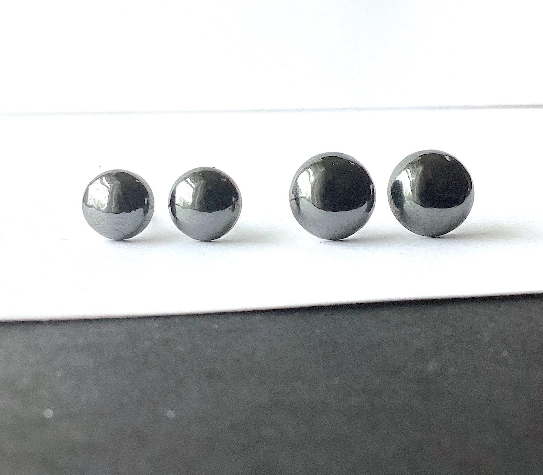 Hematite Studs, Metallic Stone Earrings for Men or Women, Small Gifts, Simple Jewelry Gray - Etsy