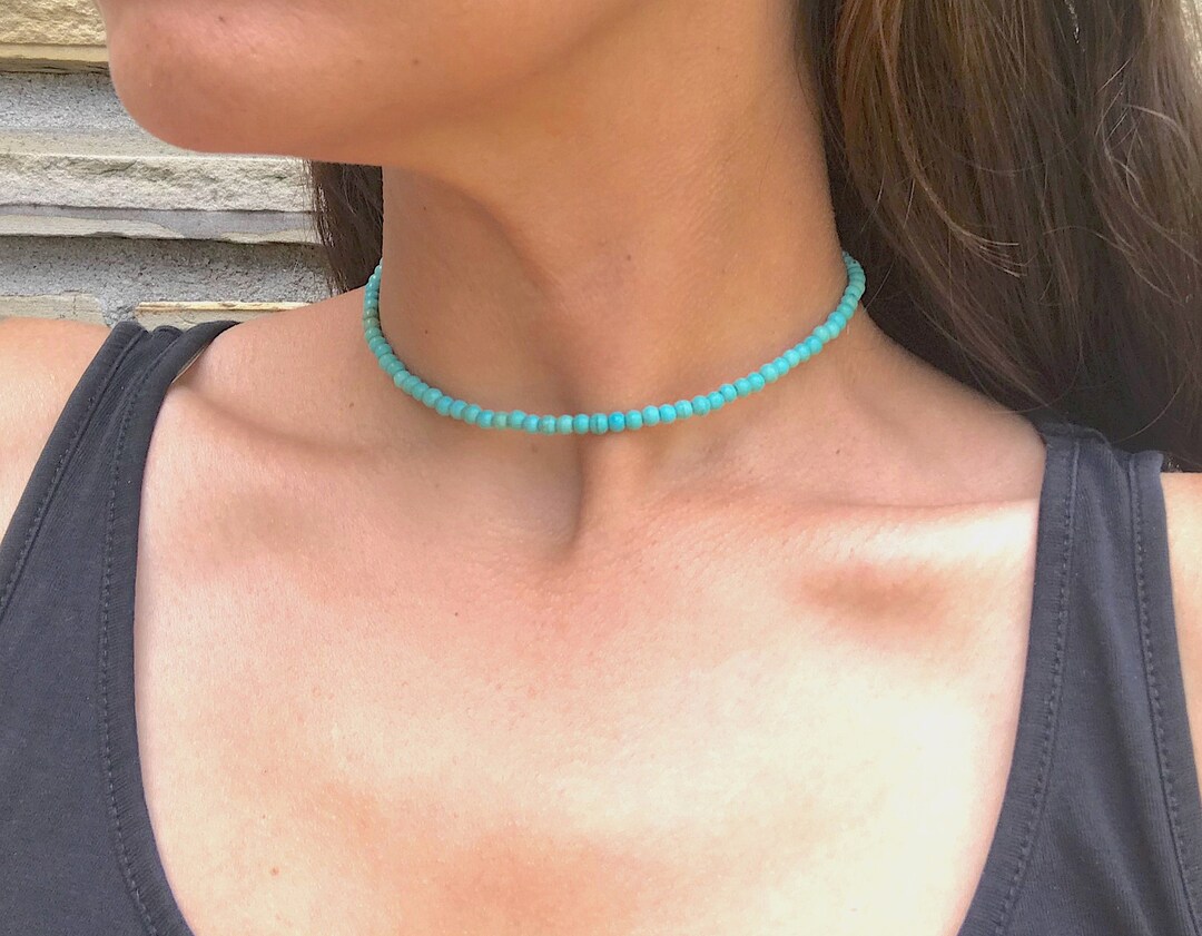 Simple Beaded Choker, Turquoise Magnesite Stone, Boho Chokers for Women ...