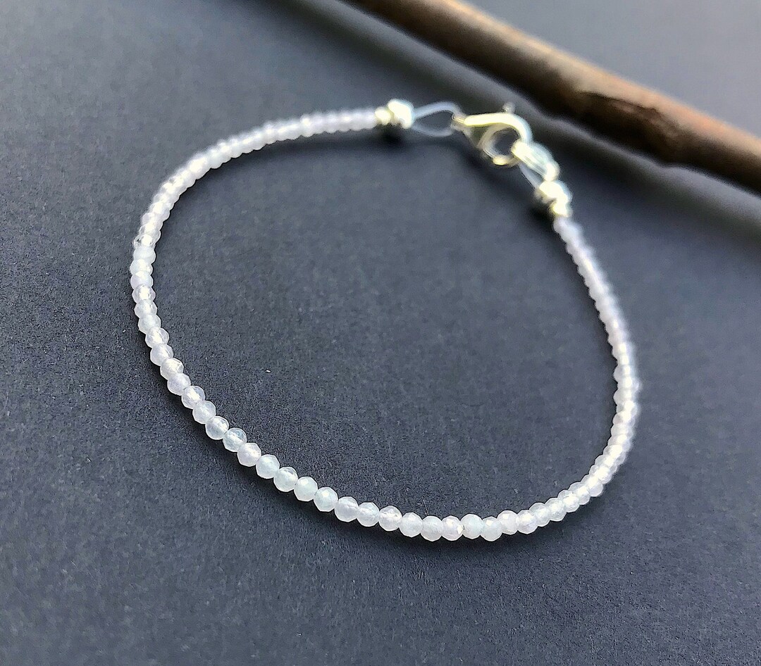 Tiny Simple Quartz Bracelet, Simple & Minimalist Jewelry, Beaded Clear ...