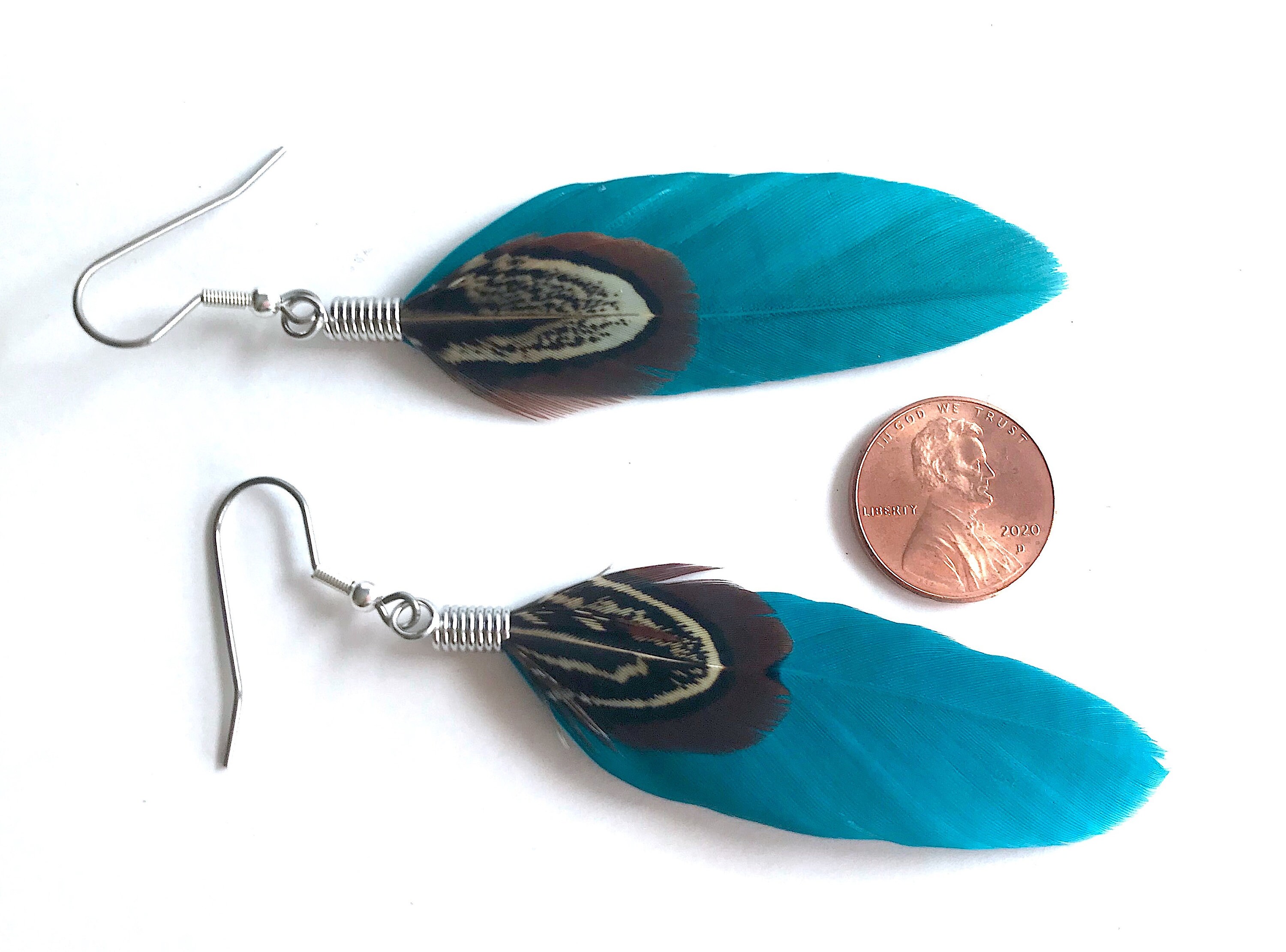 Real Feather Dangle Earrings, Boho Festival Jewelry - Etsy