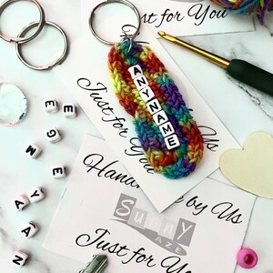 Crochet Name Keyring, Personalised Gift Ideas, Bag Tag or Purse Charm ...