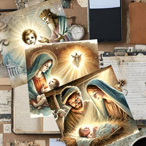 Biblical Christmas Nativity Printable Scrapbook Paper Christian ...