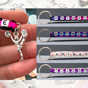 Personalised Key Ring With Cheerleader Charm, Custom Name Bag Tag Cheer ...