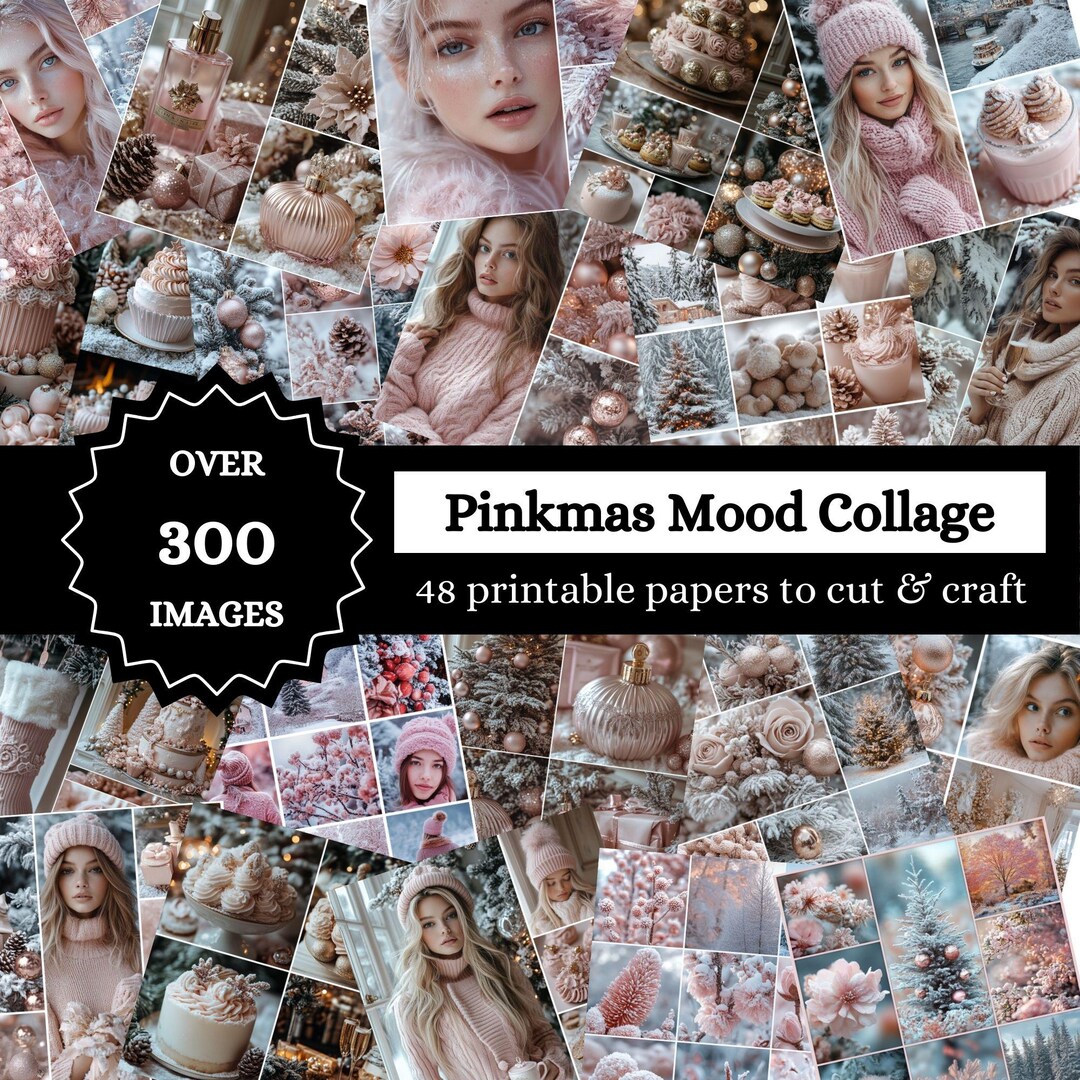 Pinkmas Mood Collage Printable Craft Paper Pack Digital Art Journaling ...