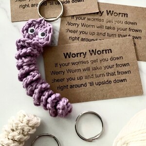 Worry Worm Keyring, Crocheted Cotton Worry Worm Tag, ADHD and Autism ...