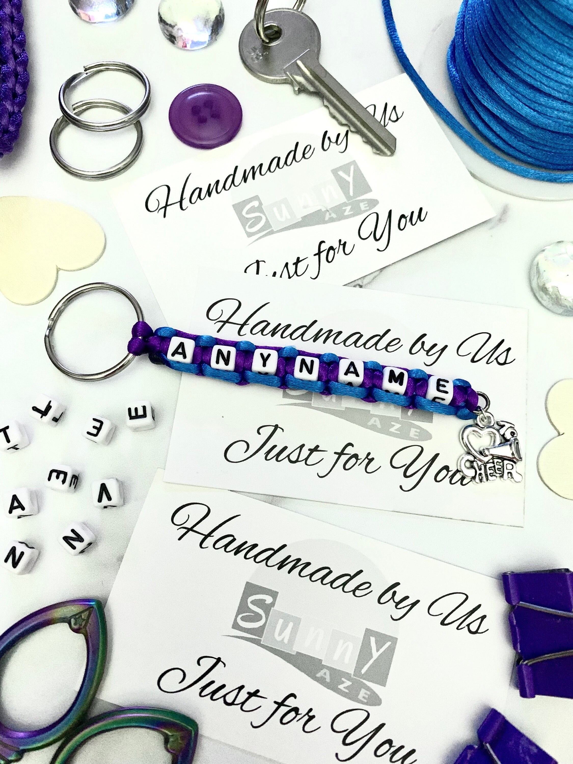 Personalised Key Ring With Cheer Charm Custom Name Bag Tag - Etsy UK
