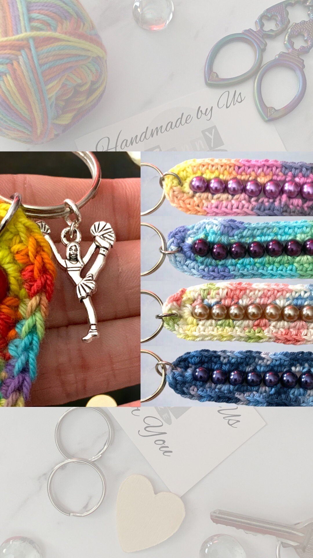 Crochet Fidget Keyring With Cheerleader Charm , ADHD Fidget Toy for ...