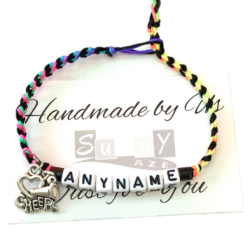 Personalised Friendship Bracelet With Cheer Charm Custom Name - Etsy