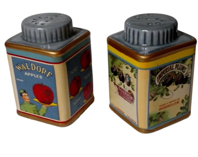 Vintage Labels Salt & Pepper Shaker Set by Sakura Division of Oneida - Etsy
