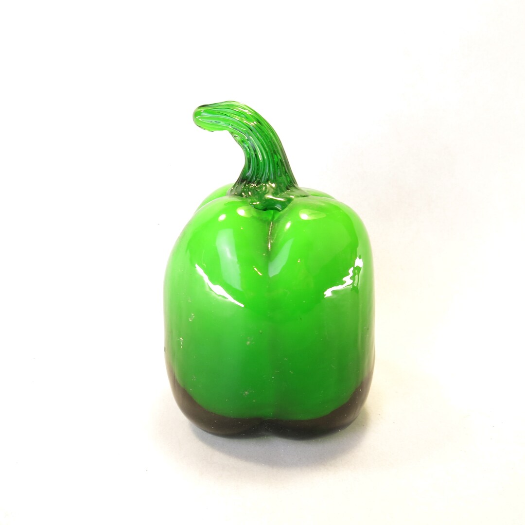 Vintage Italian Blown Glass Green Bell Pepper Green Stem Glass ...
