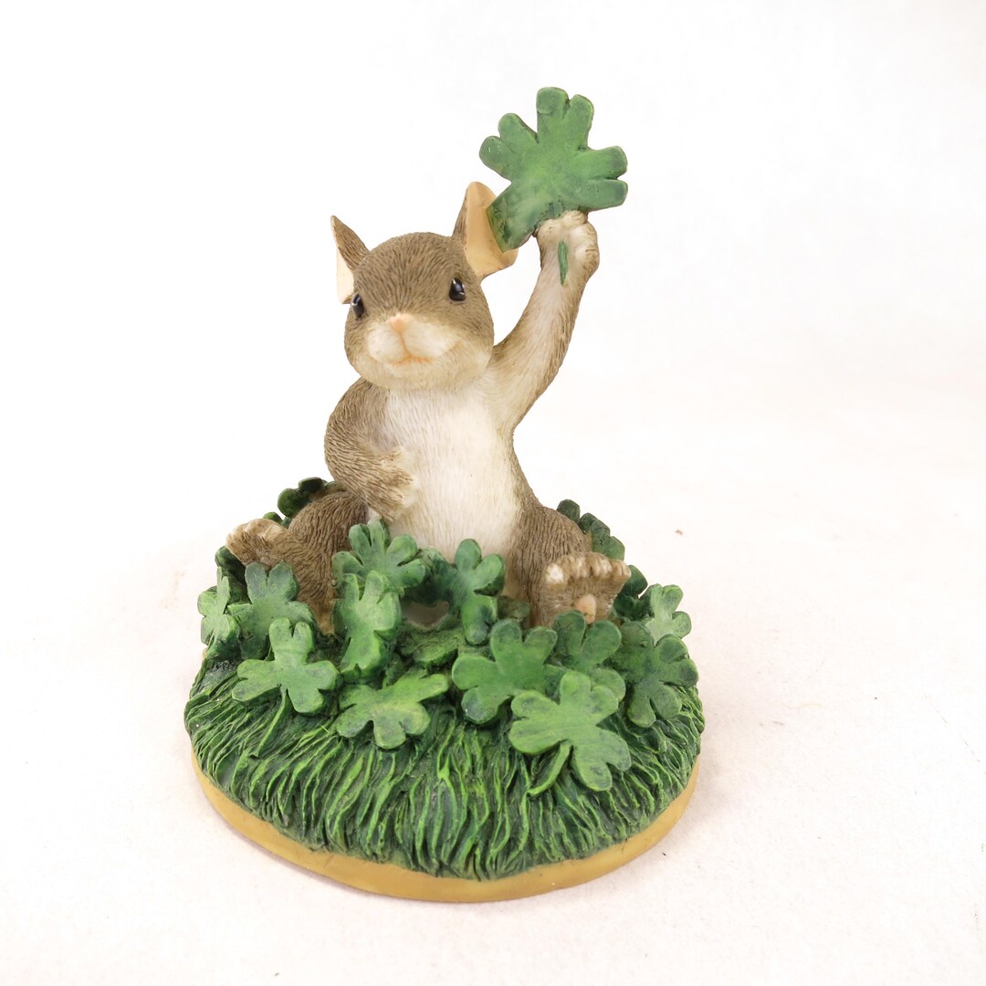 Charming Tails Good Luck Irish Mouse With 4 Leaf Clover Figure 3.5 - Etsy
