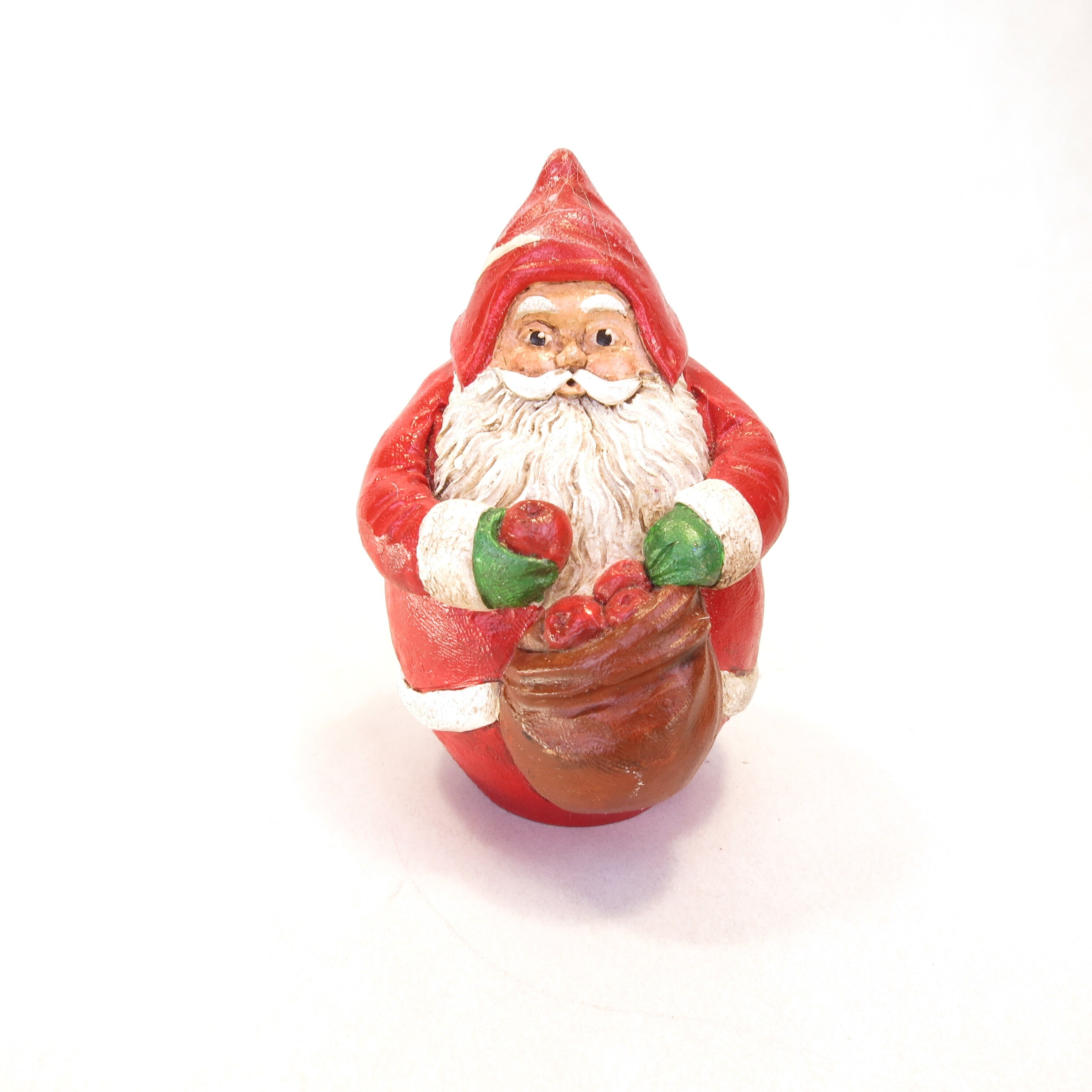 Vintage Roly Poly Santa with Apples Christmas Decor 4.25 Tall Classic ...