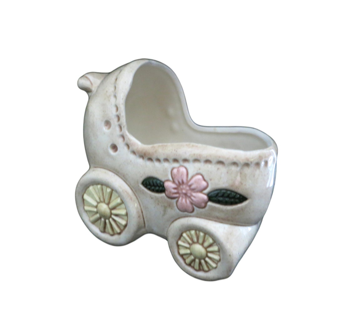 Vintage Stroller Pram Baby Shower Planter Pink Flowers - Etsy
