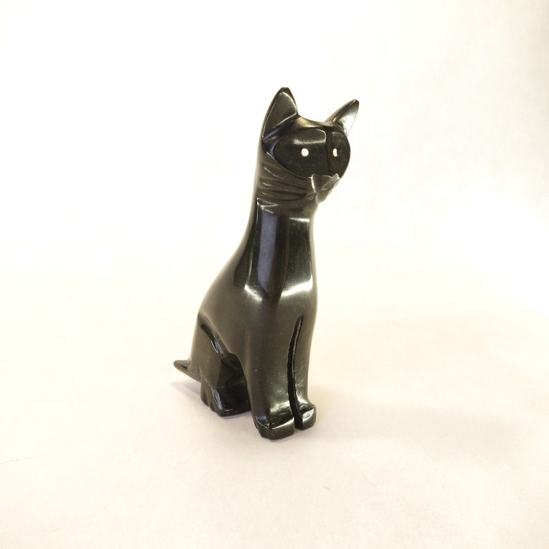 5.5 Black Onyx Cat Carving Stone Carving Black Cat | Etsy