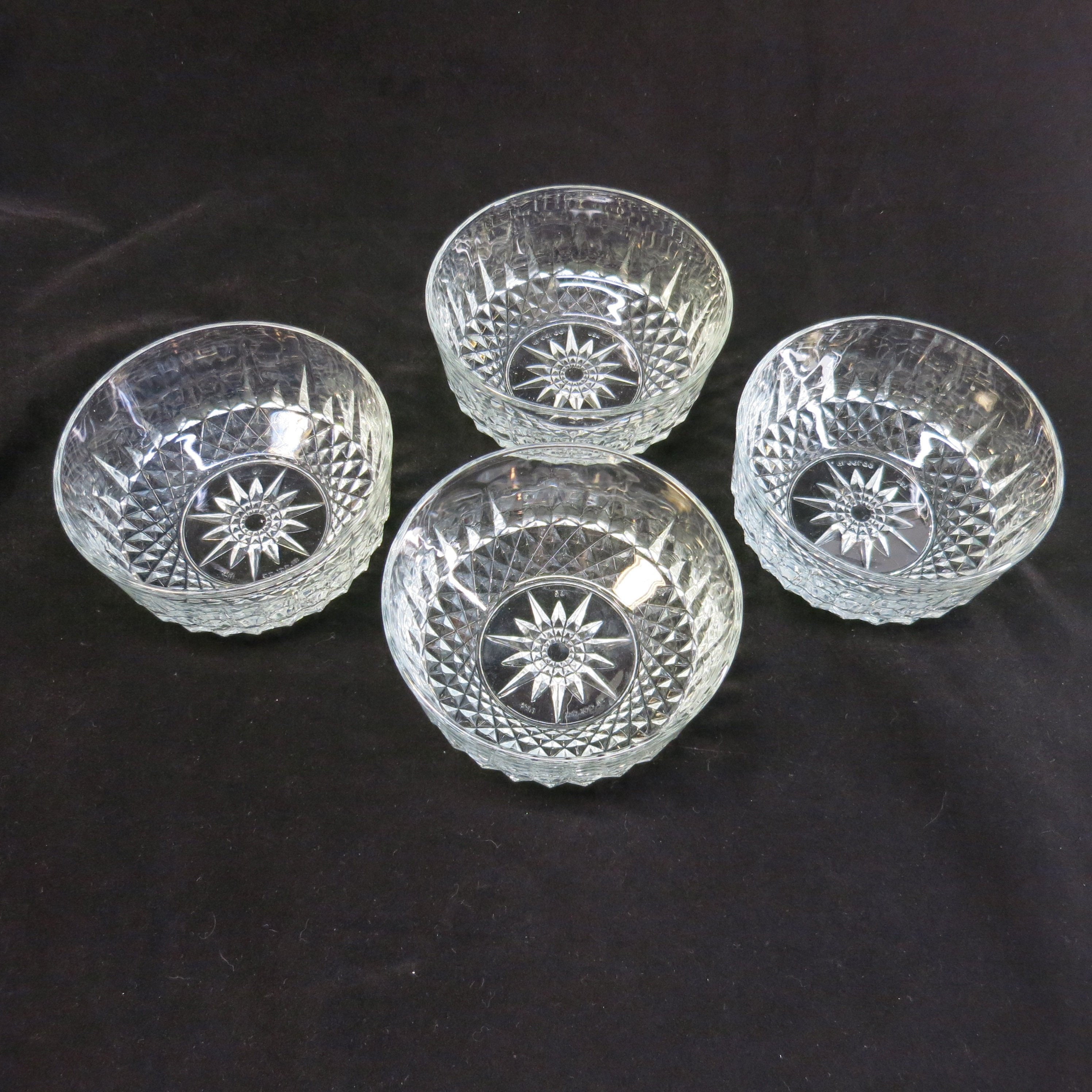 Diamant Sunburst Set of 4 Vintage Arcoroc Starburst & Diamond Point ...